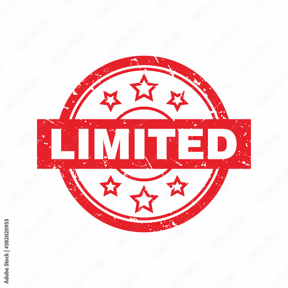 Abstract Red Grungy Limited Rubber Stamps Sign with Circle Shape and ...