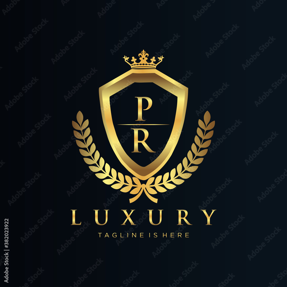 PR Letter Initial with Royal Luxury Logo Template Stock Vector | Adobe ...