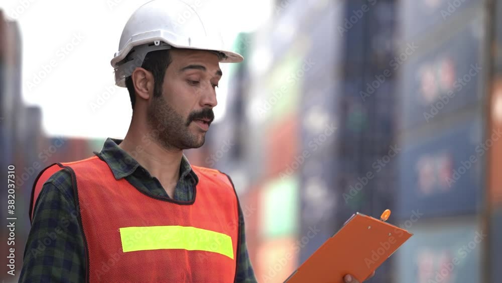 Video Stock Labor man worker takes off protection mask face and safety ...