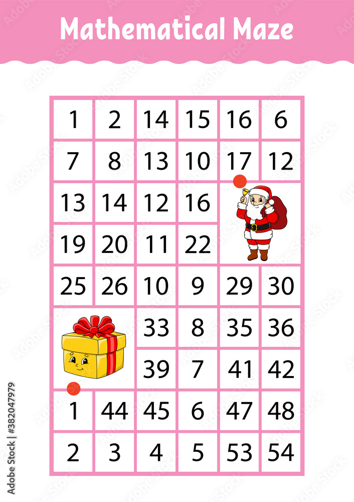 Mathematical rectangle maze. Game for kids. Number labyrinth. Education ...