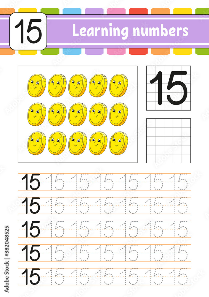Vetor do Stock: Trace and write numbers. Handwriting practice. Learning ...