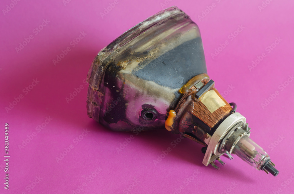 Old picture tube on a pink background. Stock Photo | Adobe Stock