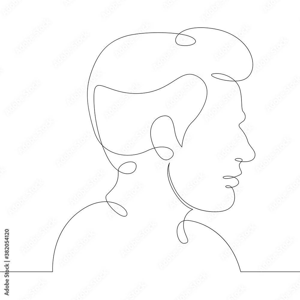 line logo young man portrait profile head bust side view Stock ...