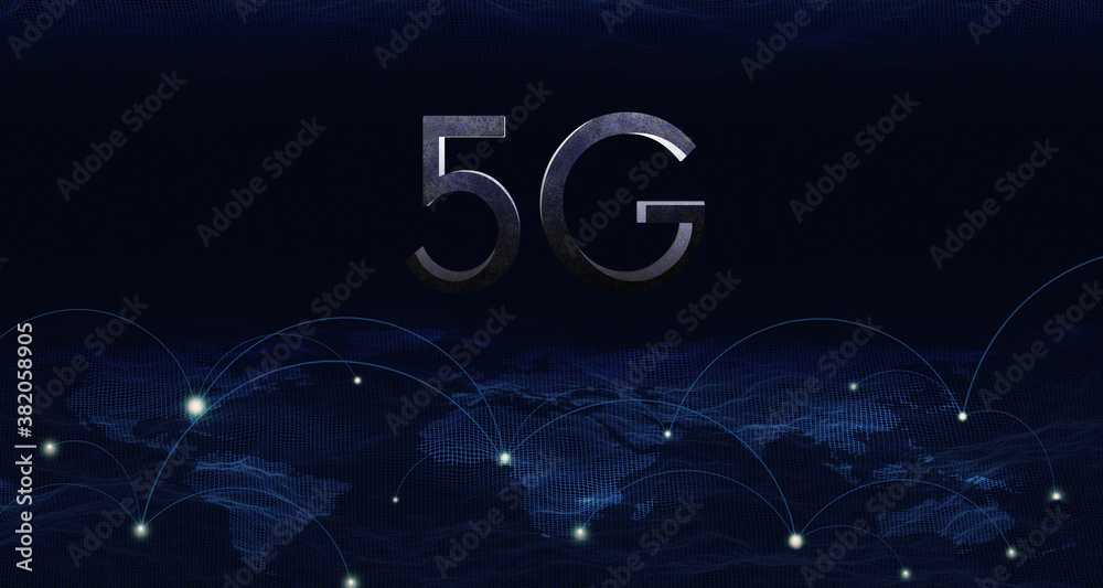 3d illustration Digital 5G network and the internet of things on urban ...