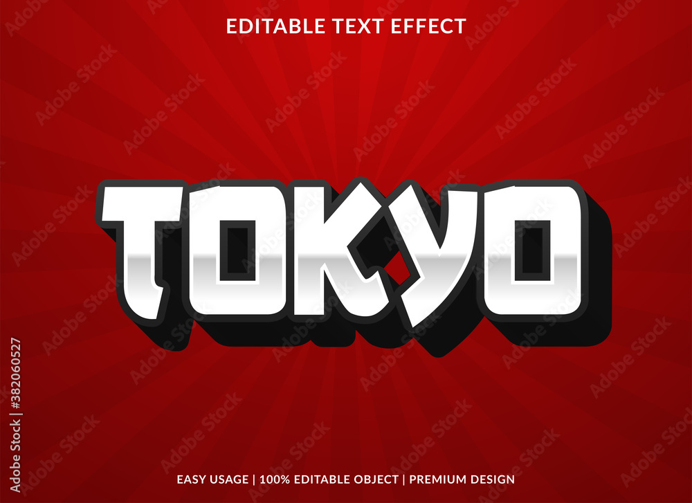 tokyo text effect template with 3d and bold style use for brand tagline ...