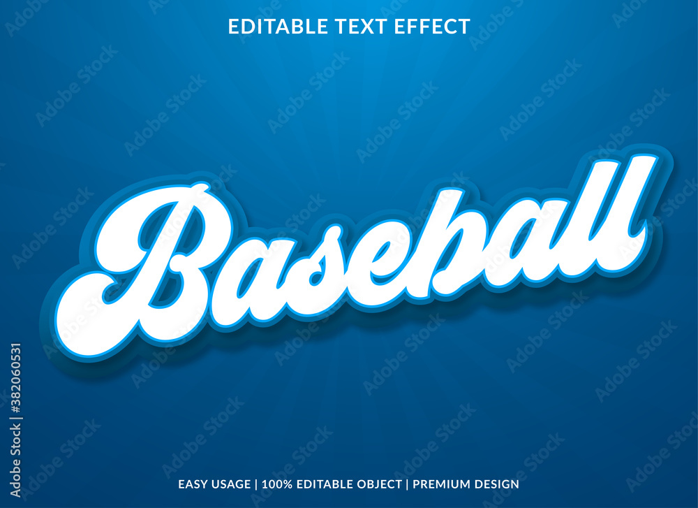 baseball text effect template with retro and vintage style use for ...