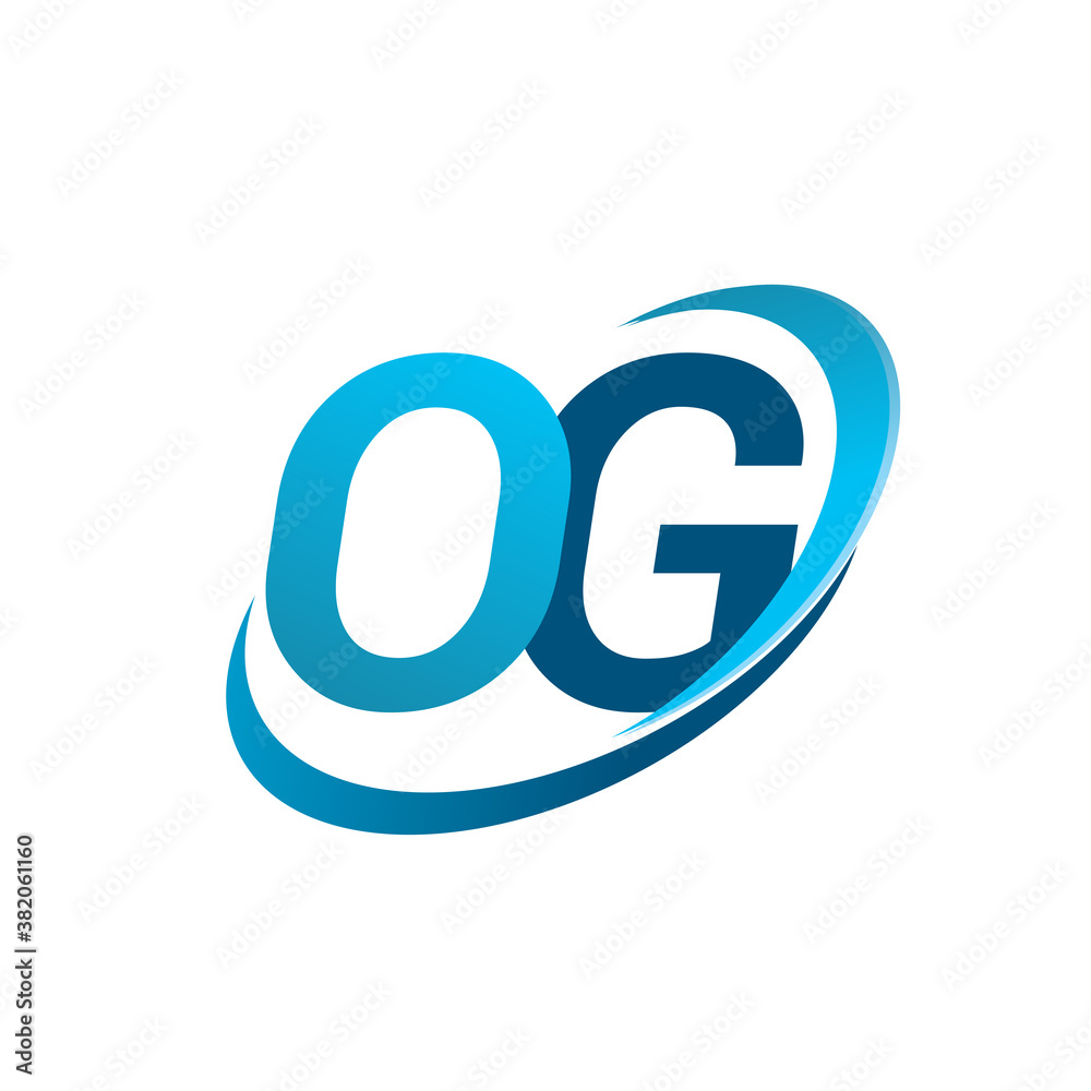 initial letter OG logotype company name colored blue swoosh design ...
