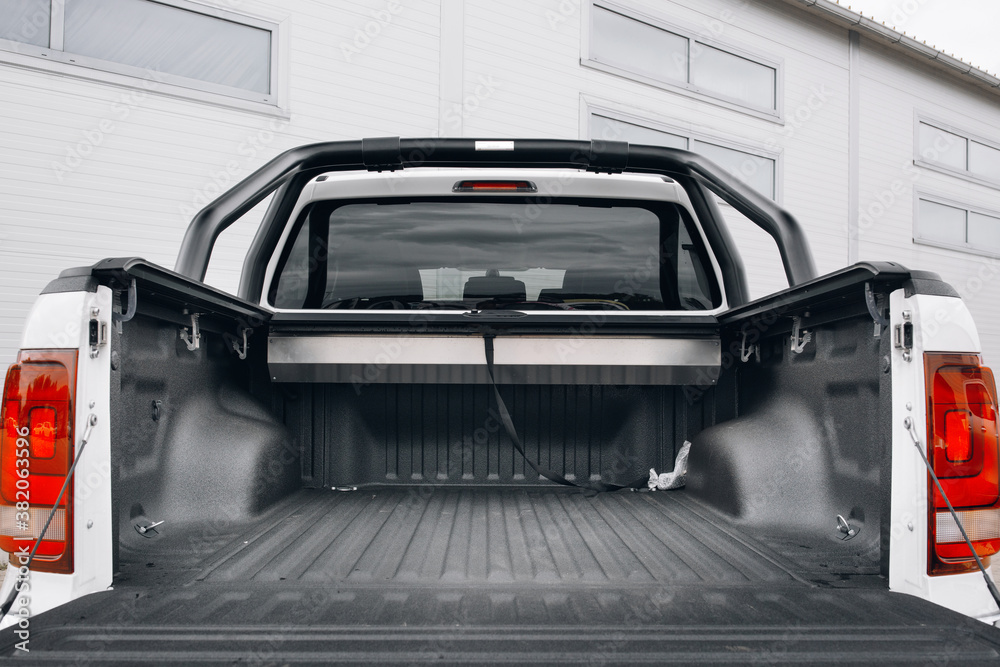 Pickup car with an open trunk door Stock Photo | Adobe Stock