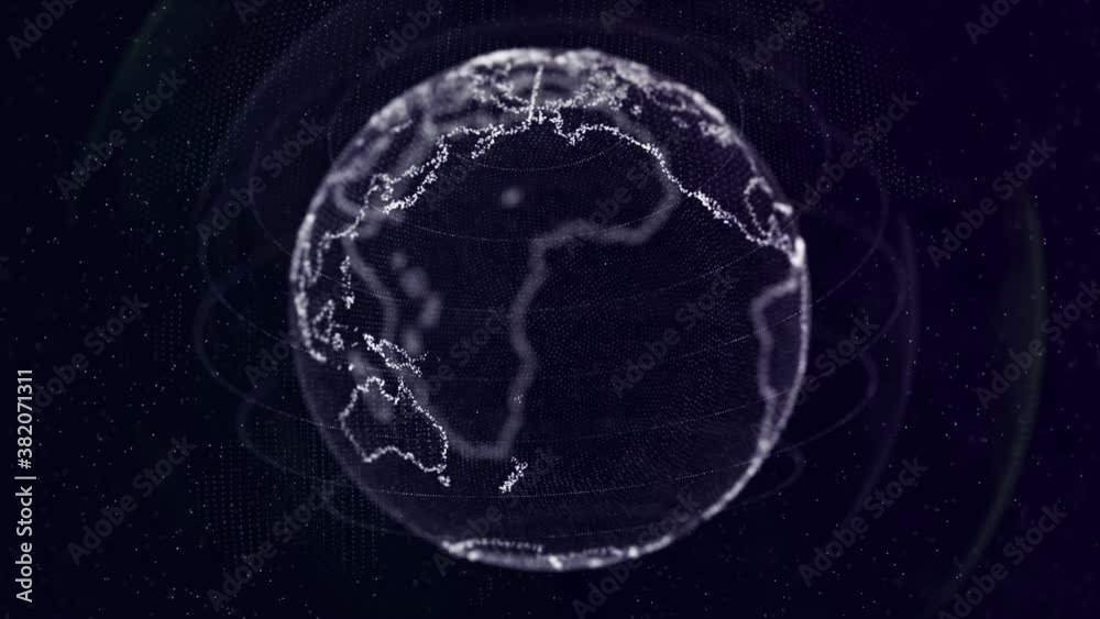Digital Planet Earth Globe Hud Particles Rotating Loop Animation With ...