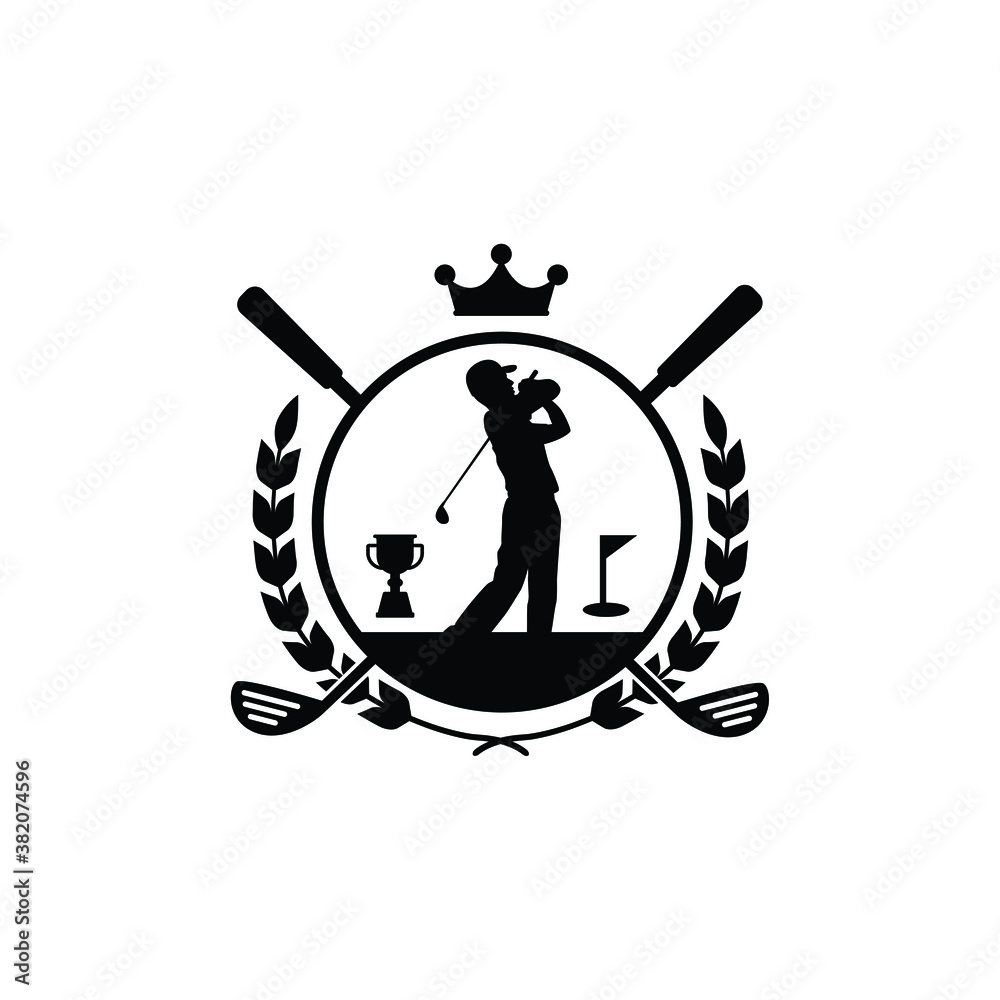 Golf club logo or icon vector isolated on white, logo sign and symbol ...