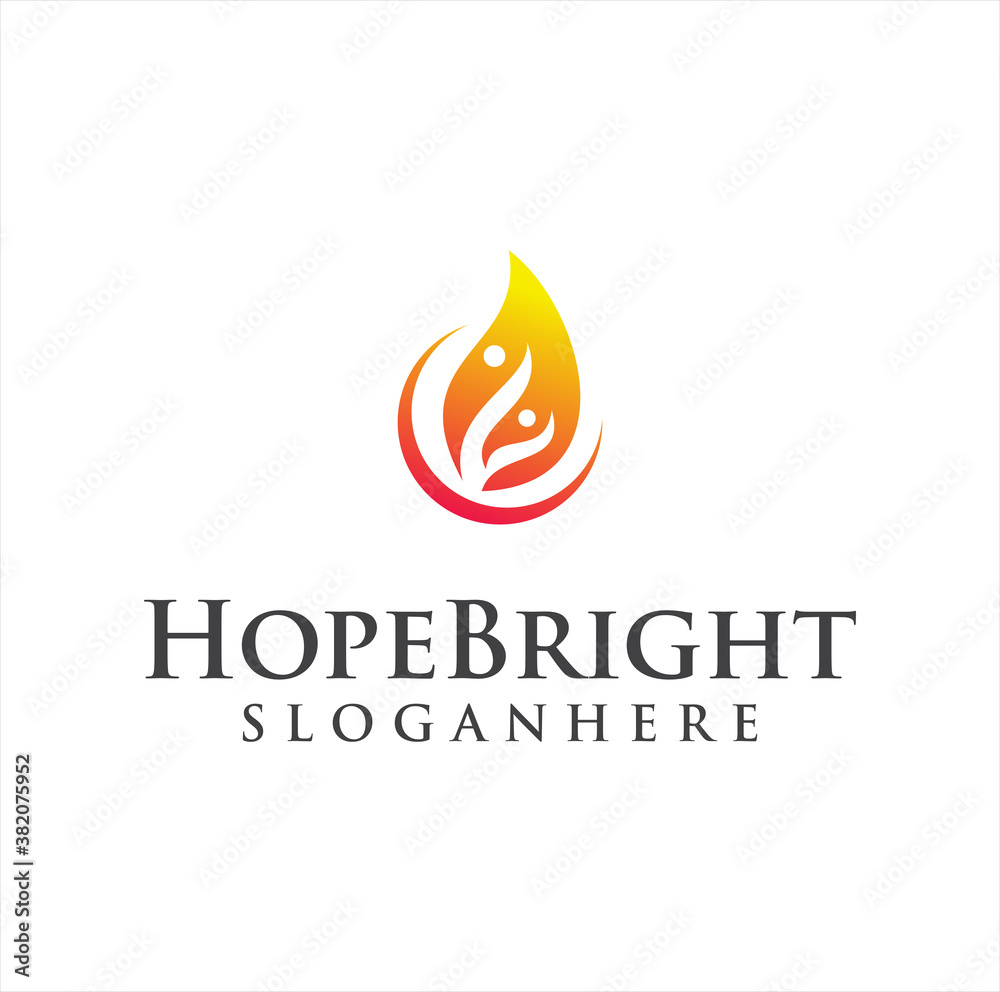 Bright Hope Logo Design With fire flame Vector Stock Stock Vector ...