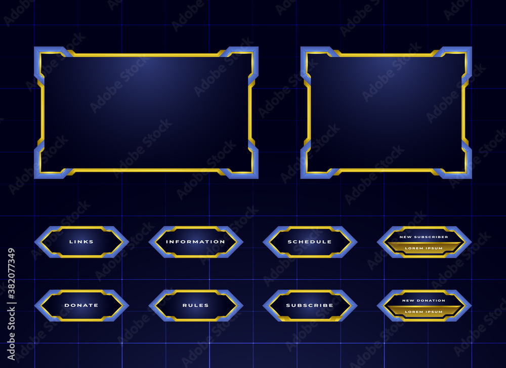 twitch border and menu panel overlay design set Stock Vector | Adobe Stock