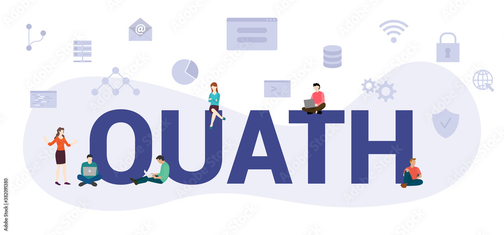 oauth open authentication concept with modern big text or word and ...