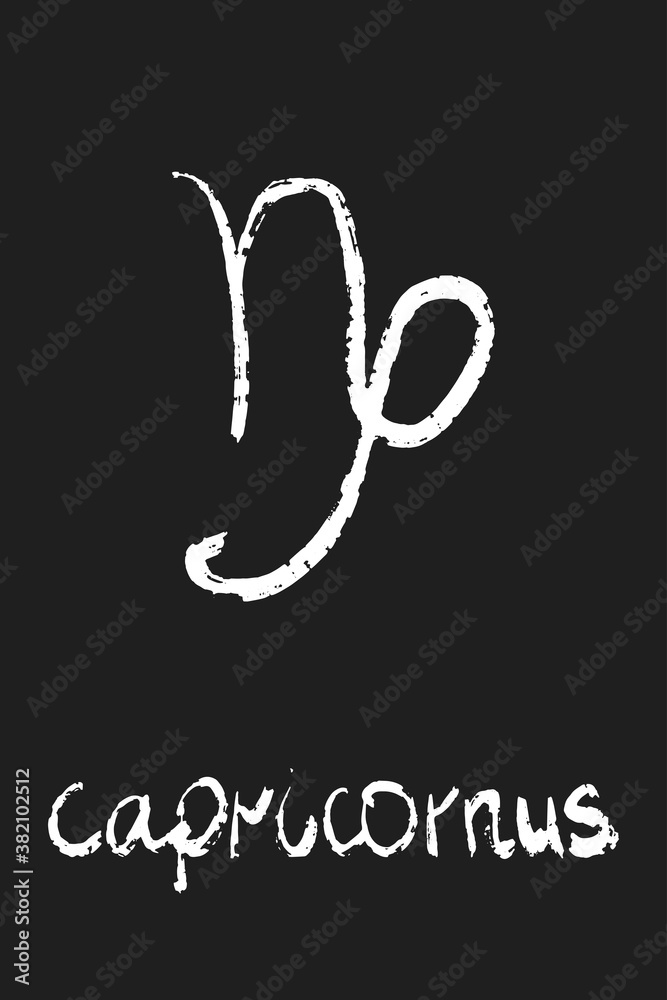 Capricornus zodiac sign. Handwritten brush design vector illustration ...