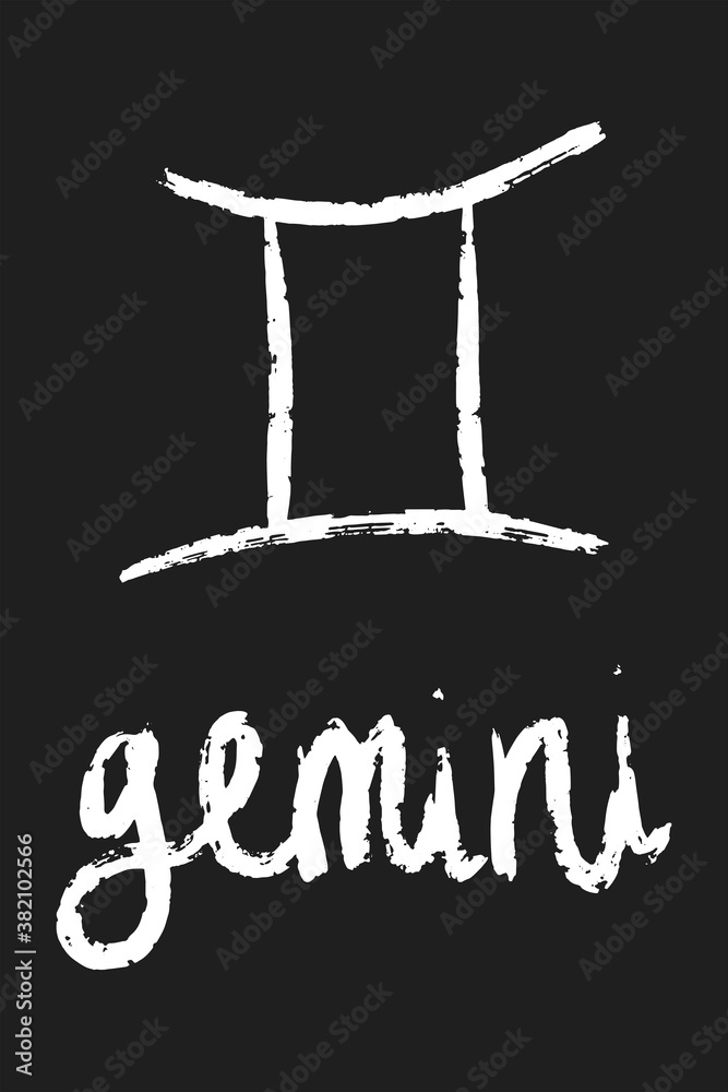 Gemini zodiac sign. Handwritten brush design vector illustration of a ...