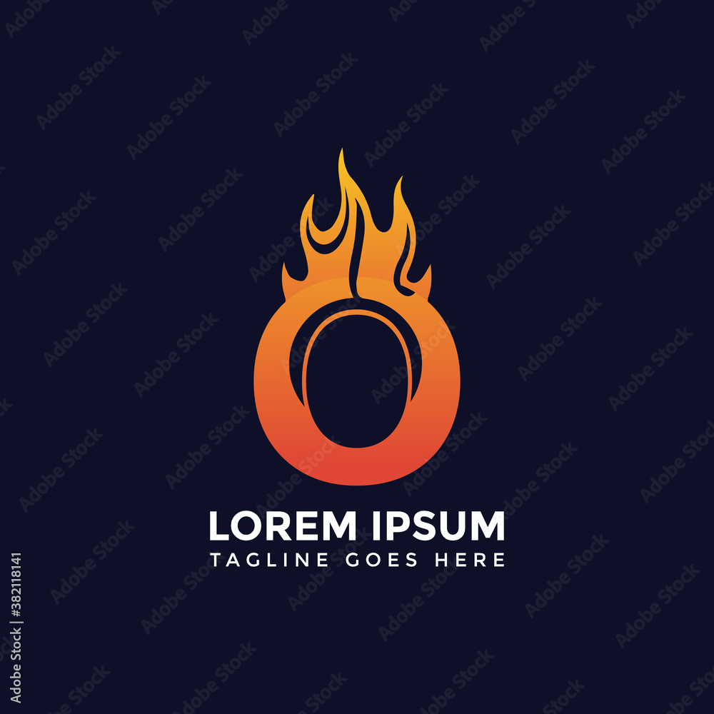 Fire Letter O logo template. Burning flame design element vector ...