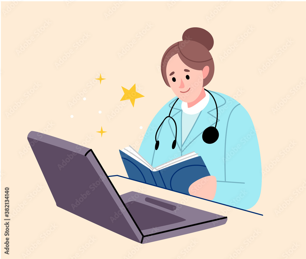 Video communication, consultation with an online doctor.The doctor ...