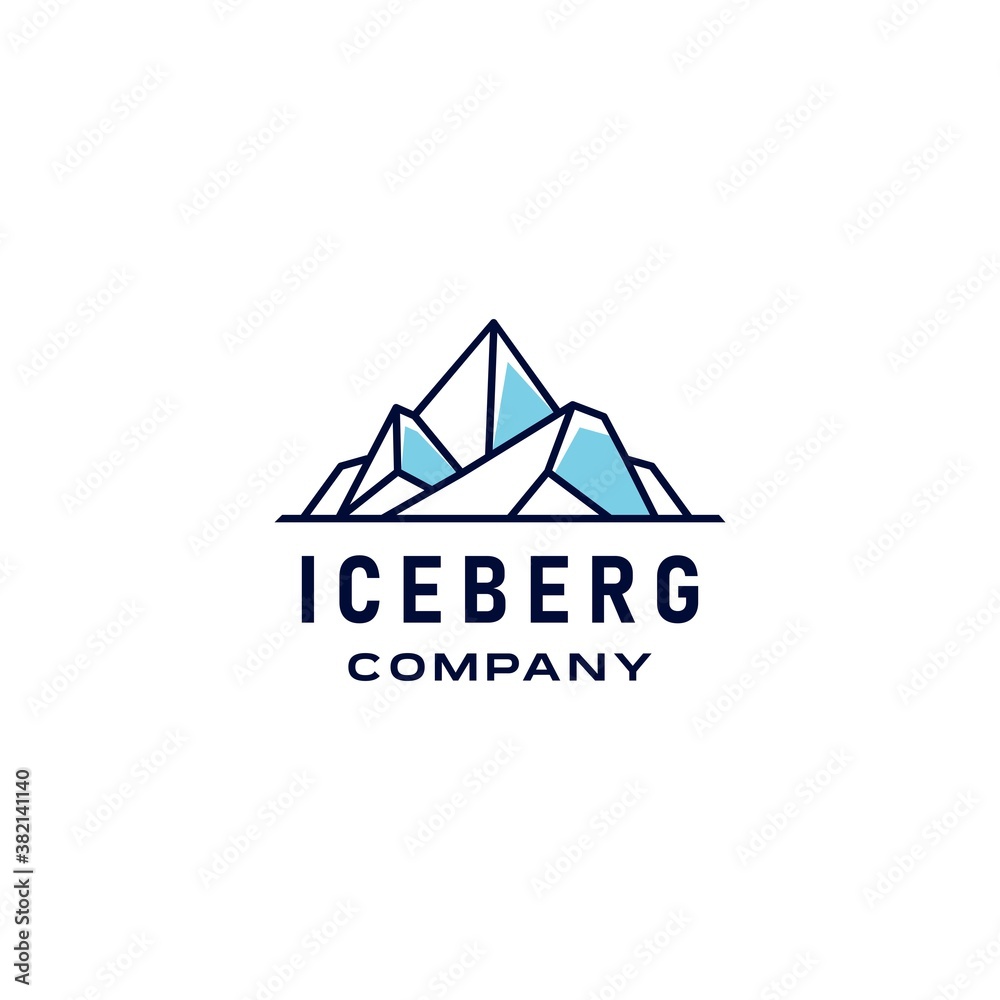 iceberg geometric logo design in trendy linear line style illustration ...