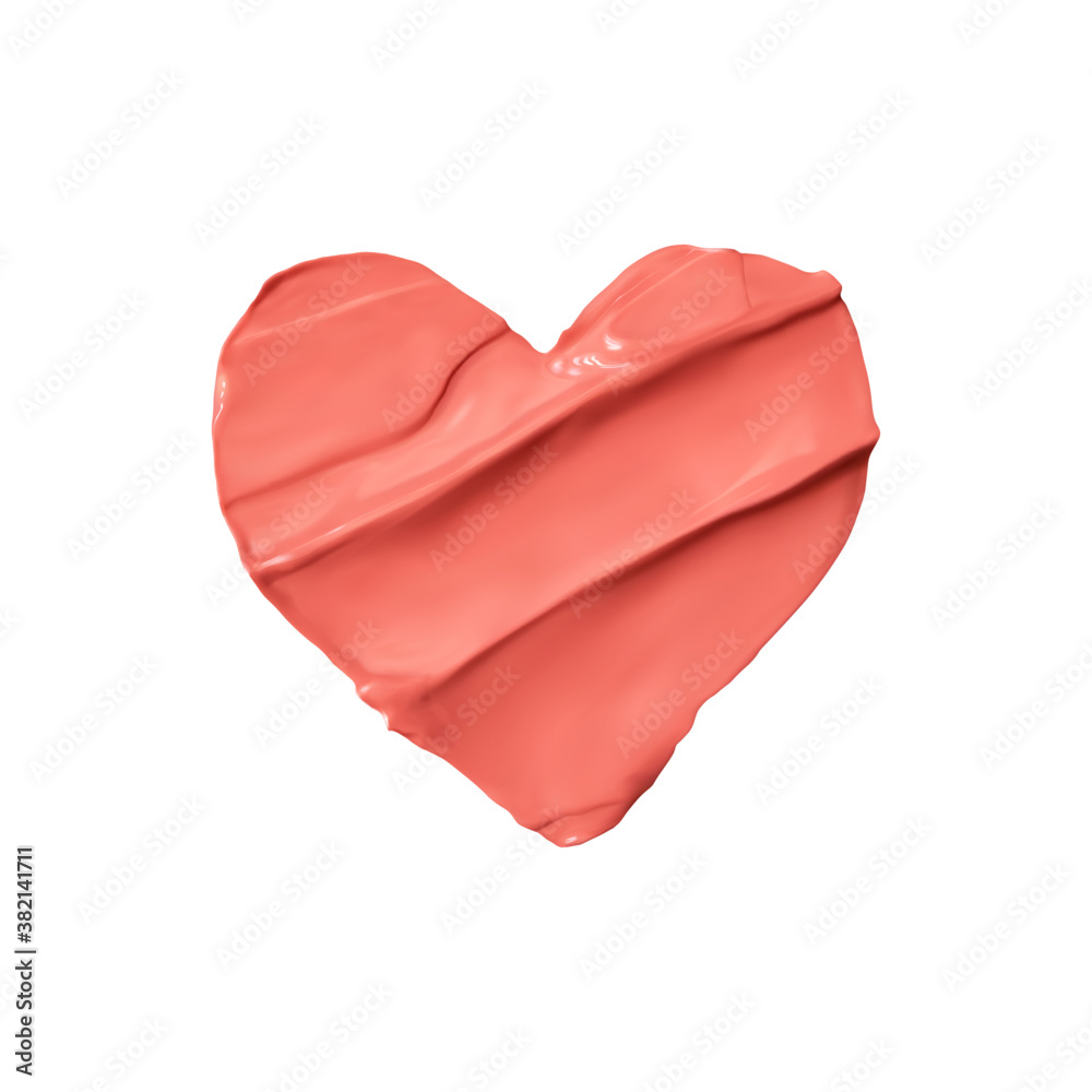 Lip gloss smudge heart shape isolated on white background realistic ...