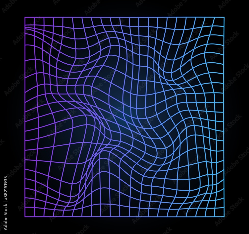 Distorted neon light grid pattern. Glitch. Retrowave, synthwave, vapor ...