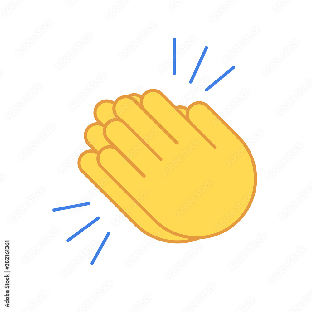 Emoji clap hand emoticon set encouragement cartoon applause icon. Clap ...