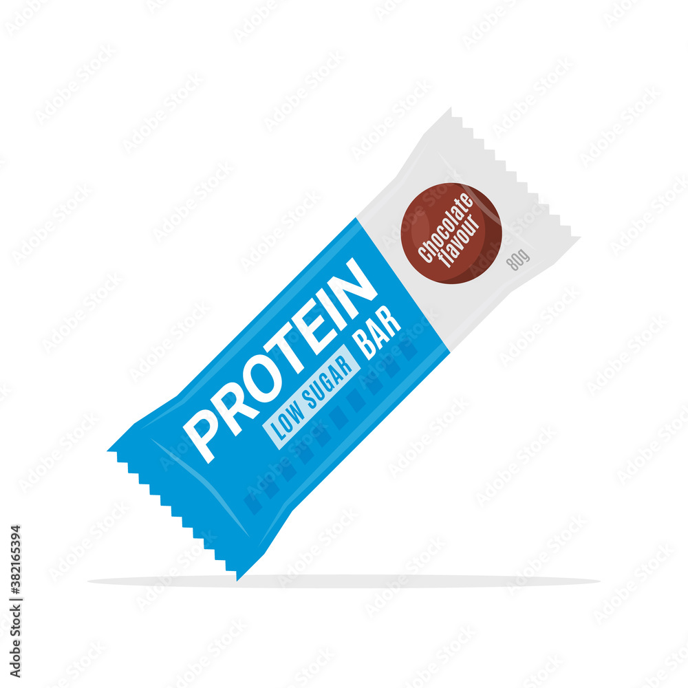 Protein bar icon. Protein snack chocolate energy mockup. Vector flat ...