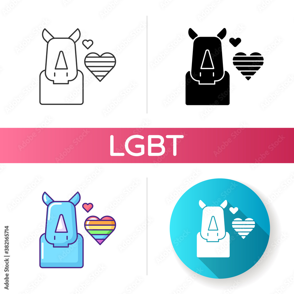 Pride rhinoceros icon. Love social issues. LGBTQ community self ...