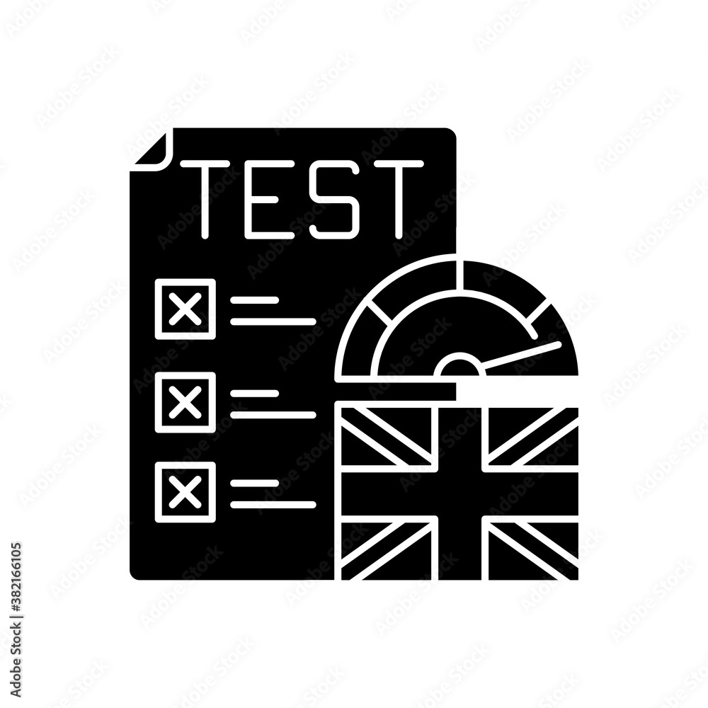 Proficiency english test black glyph icon. Students language level ...