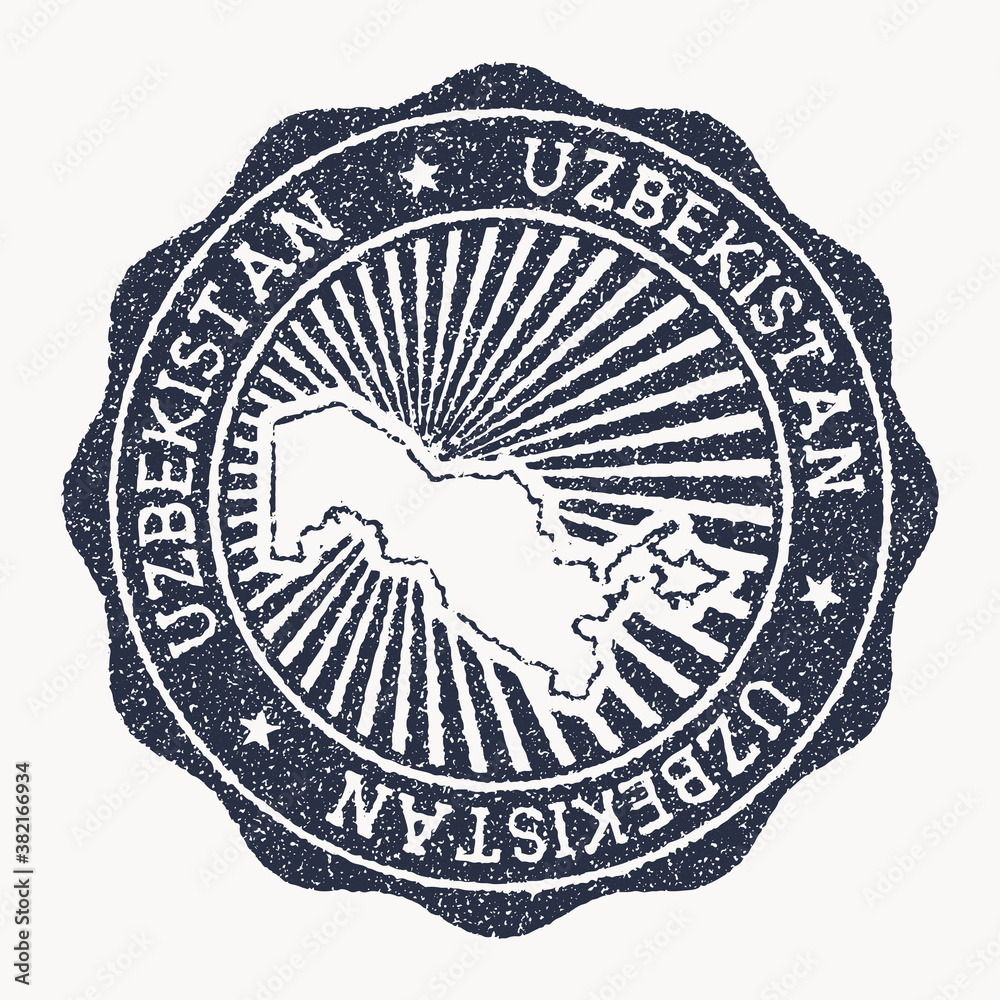 Uzbekistan stamp. Travel rubber stamp with the name and map of country ...