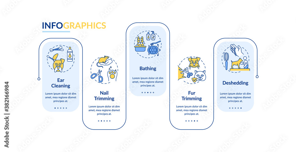 Grooming services types vector infographic template. Pet care options ...