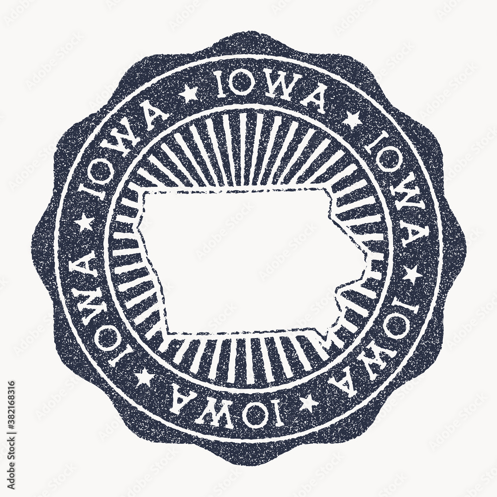 Iowa stamp. Travel rubber stamp with the name and map of us state ...