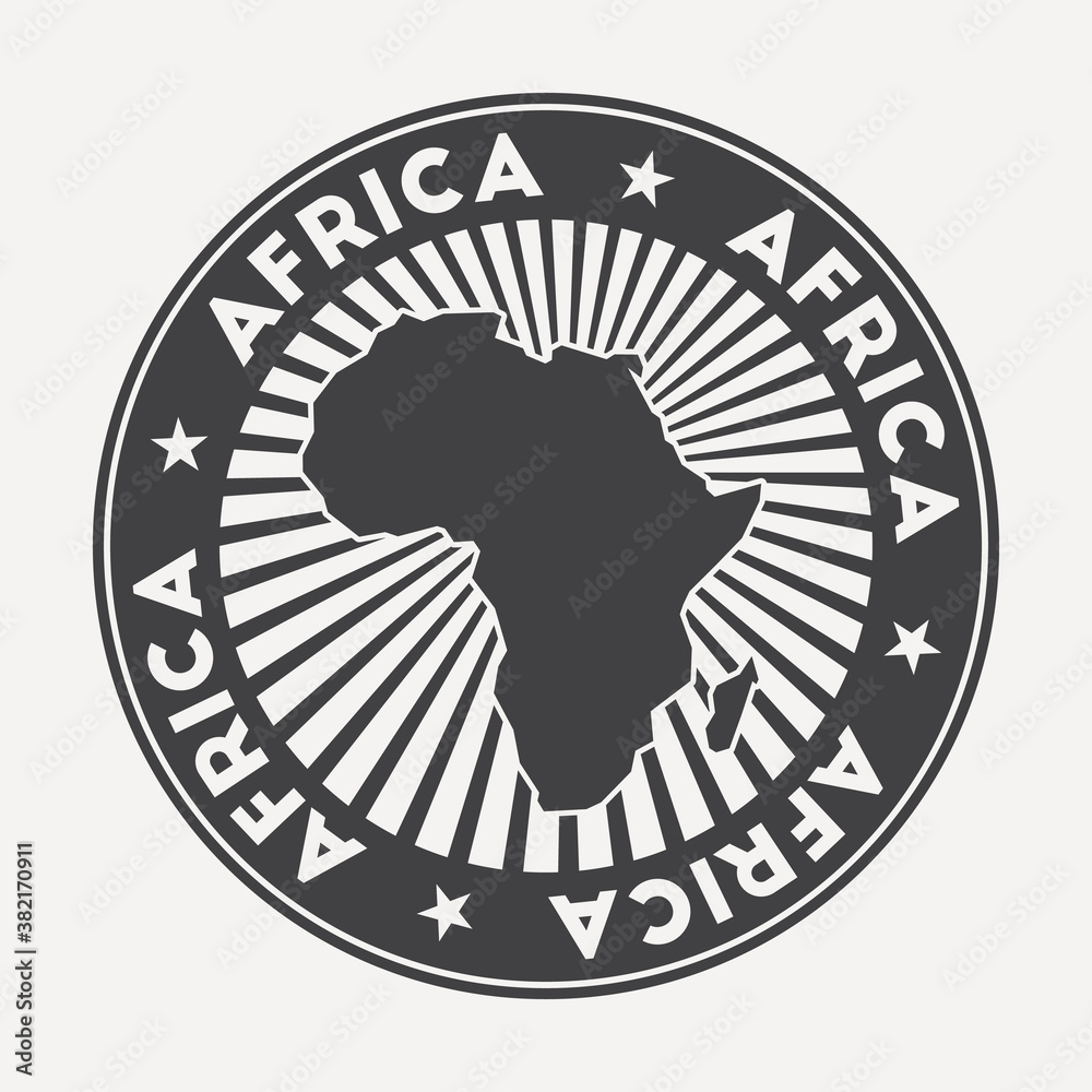 Africa round logo. Vintage travel badge with the circular name and map ...