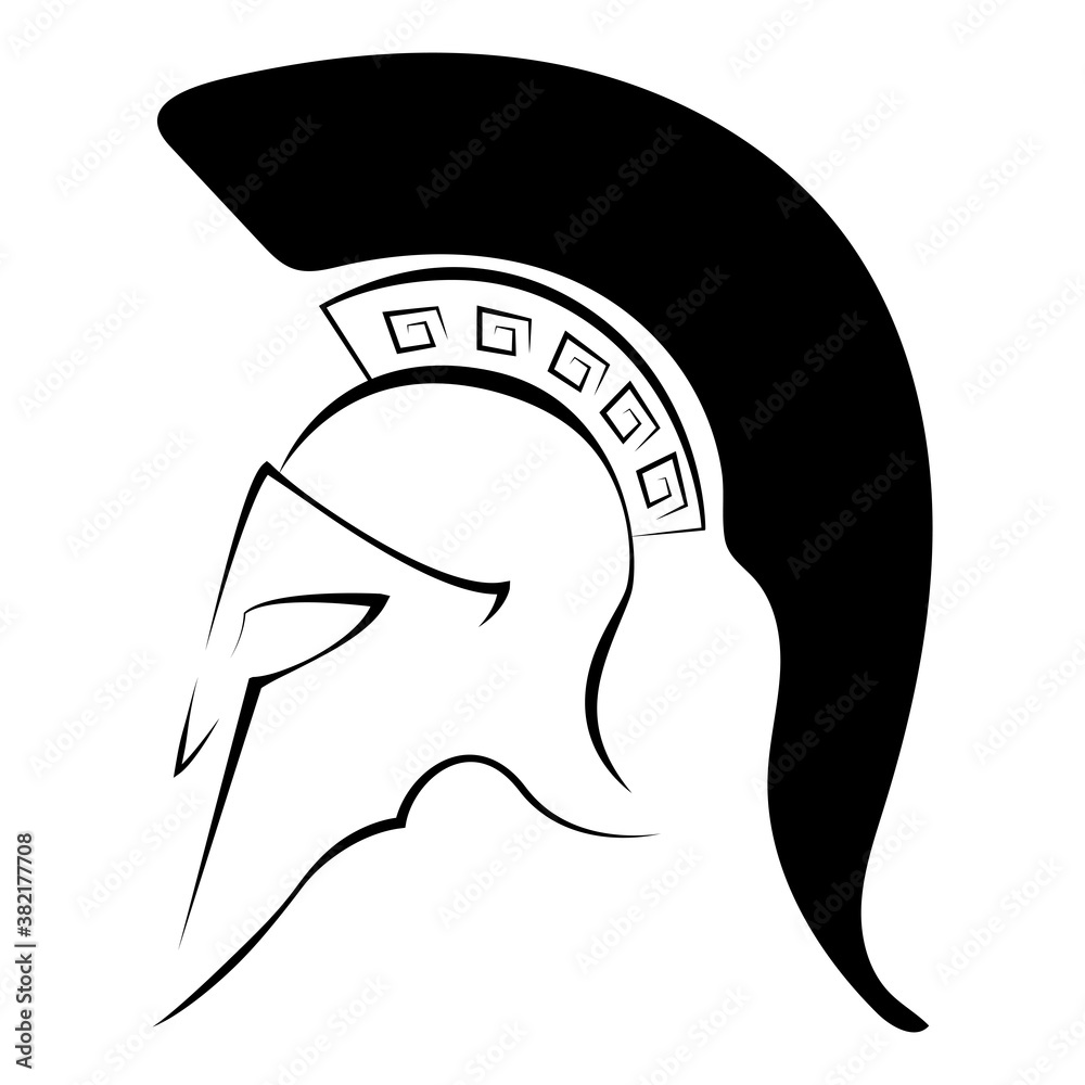 Roman helmet vector silhouette. Isolated helmet of roman warrior. Stock ...