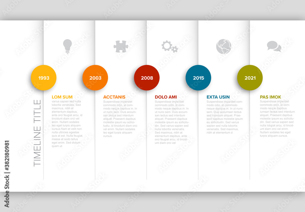 Minimalistic Timeline Layout with Circle Icons on Paper Folds Stock ...