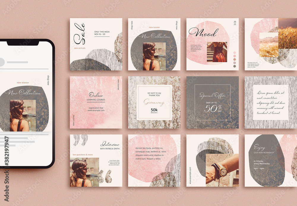 Social Media Post Layout Set Stock Template | Adobe Stock