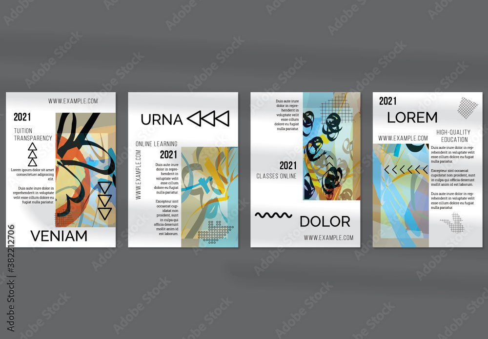 Flyer Layout with Geometric Shapes and Rectangle on White Stock ...