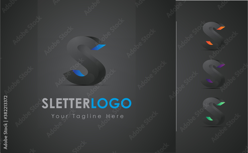 3D letter logo. 3D S alphabet logo design template. S letter logo in 3D ...