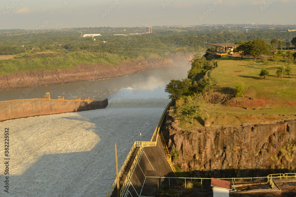 The stunning and powerful Iguzu River Dam and Waterfalls between Brazil ...