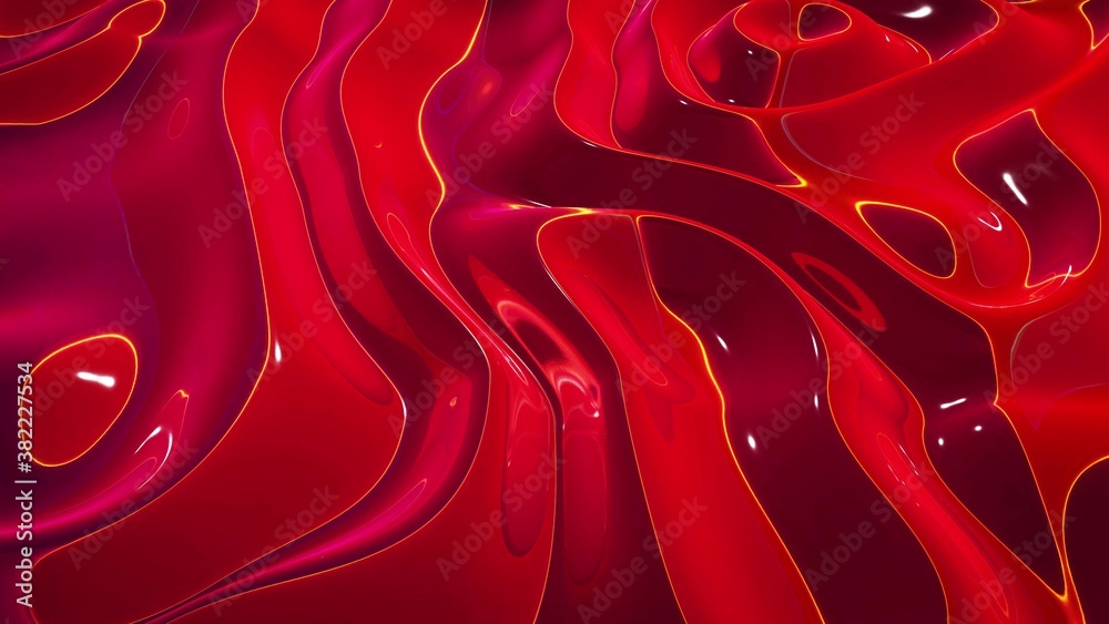 3d rendering abstract fluid background. Beautiful wavy glass surface of ...