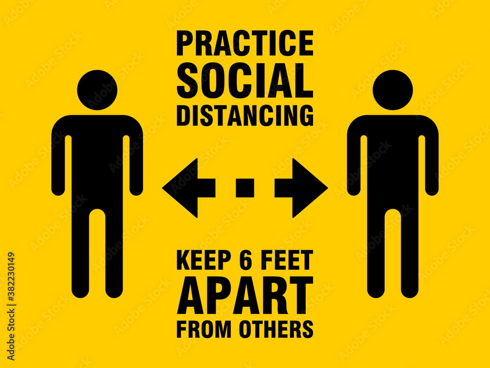 Practice Social Distancing Keep 6 Feet Apart from Others Horizontal ...