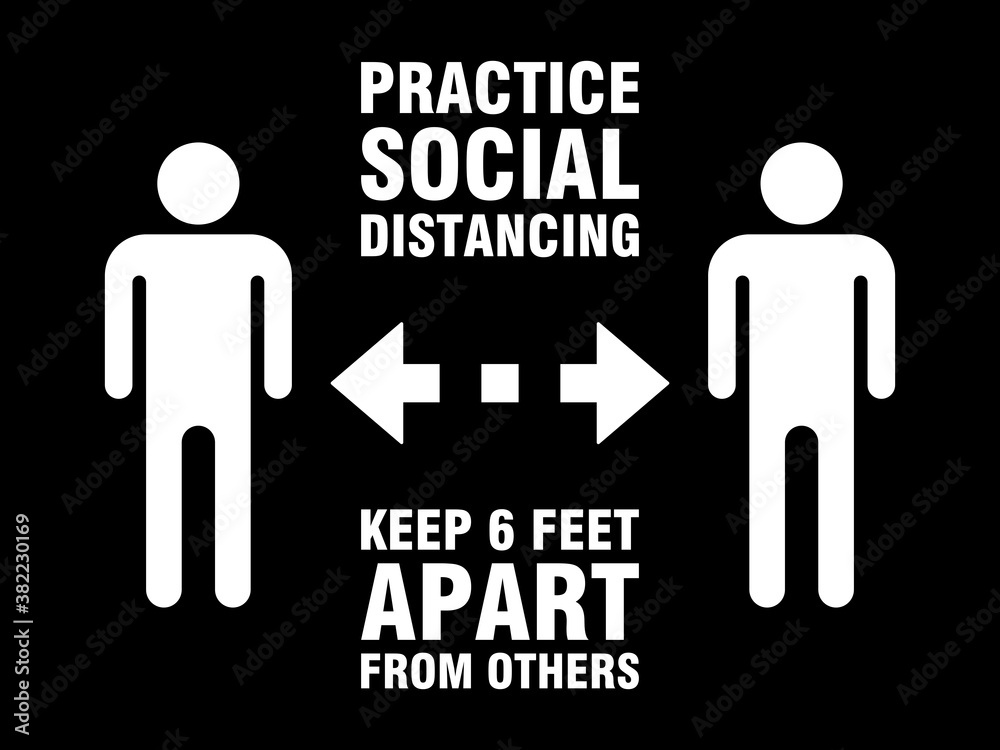 Practice Social Distancing Keep 6 Feet Apart from Others Horizontal ...