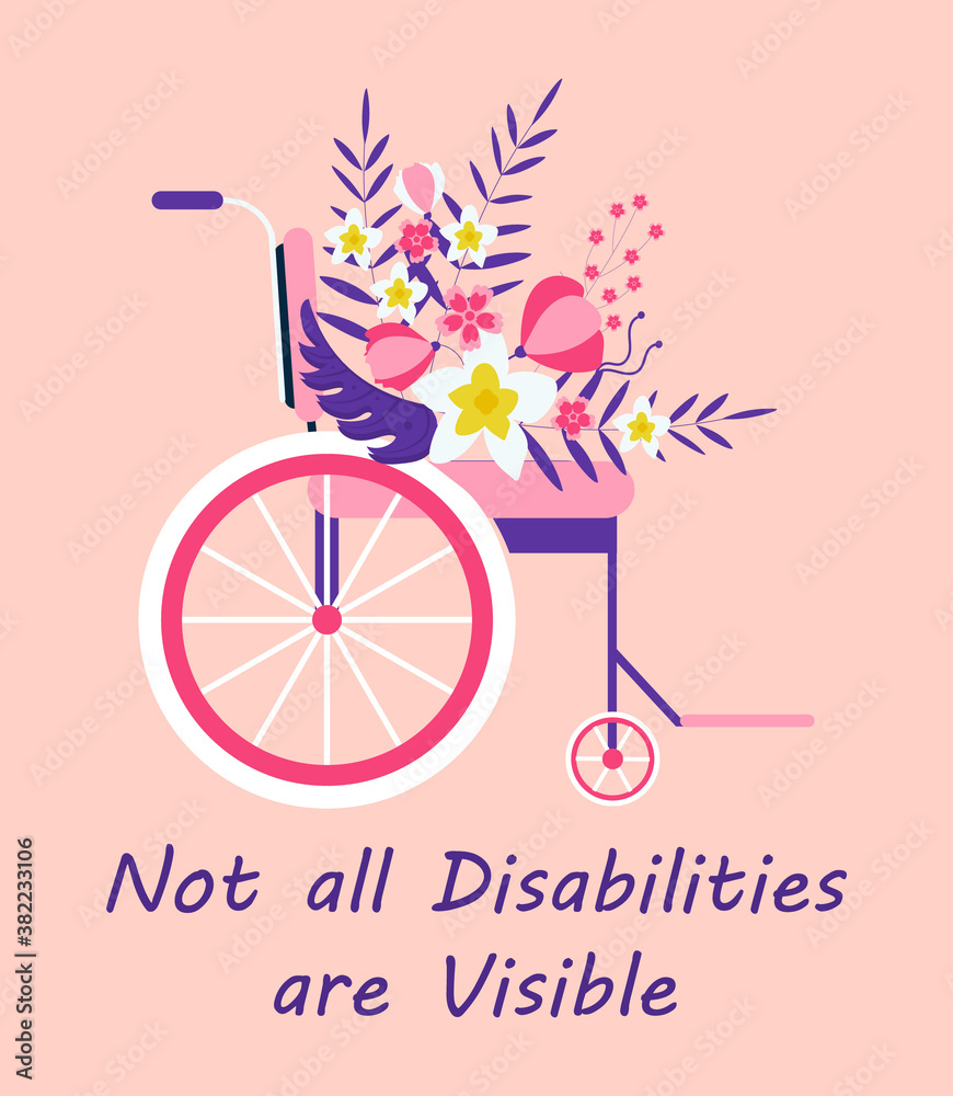 Vetor de Wheelchair with tropical flower concept vector. International ...