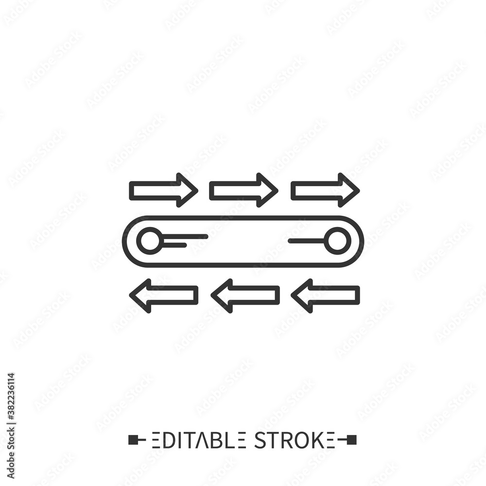 Continuous flow line icon. Conveyor production. Continuous processing ...