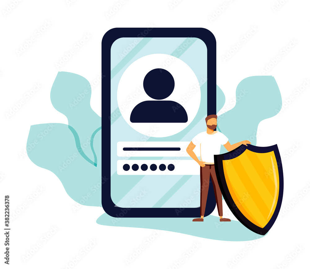 Online registration and sign up concept. Young man signing up or login ...