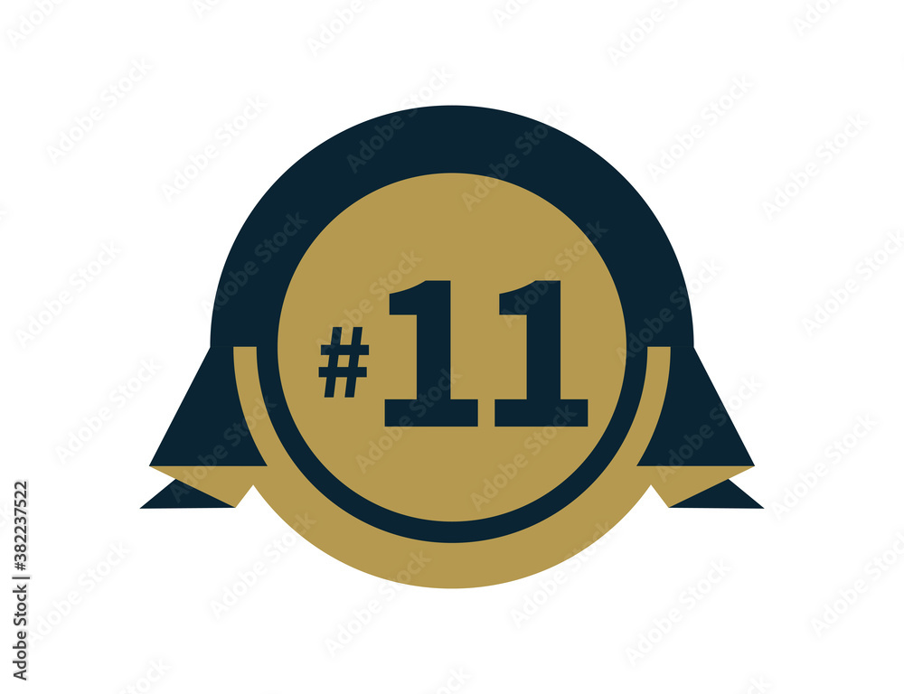 Number 11 or #11 badge design Stock Vector | Adobe Stock