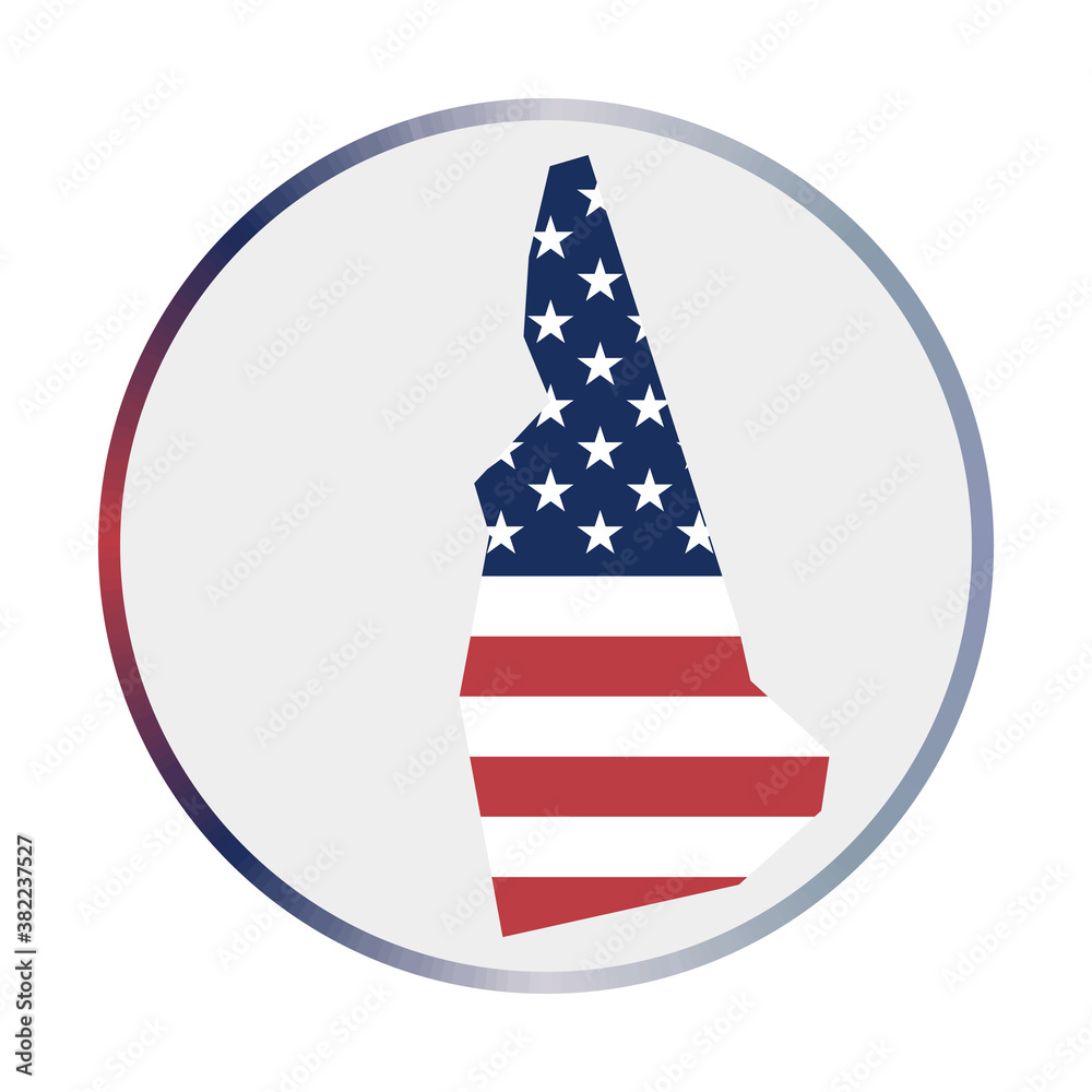 New Hampshire icon. Shape of the us state with New Hampshire flag ...