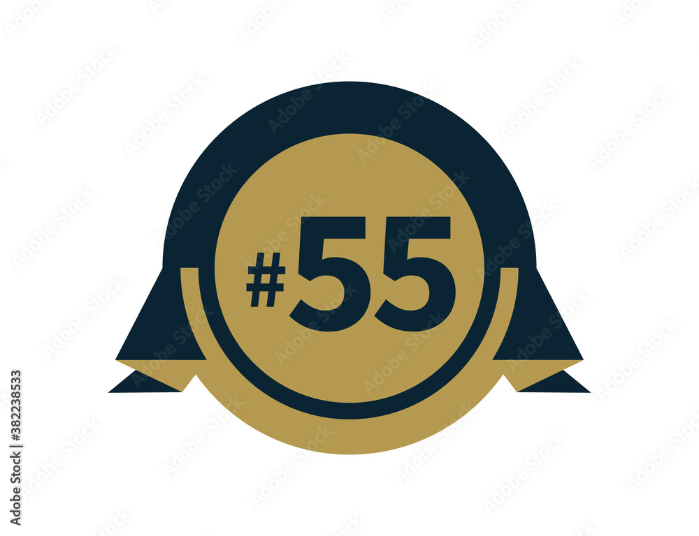 Number 55 or #55 badge design Stock Vector | Adobe Stock