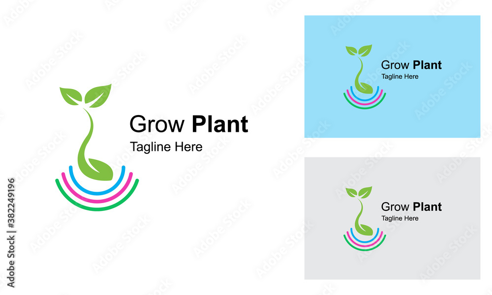 Grow Plant Logo Design Template-Simple abstract elegant plant grow up ...