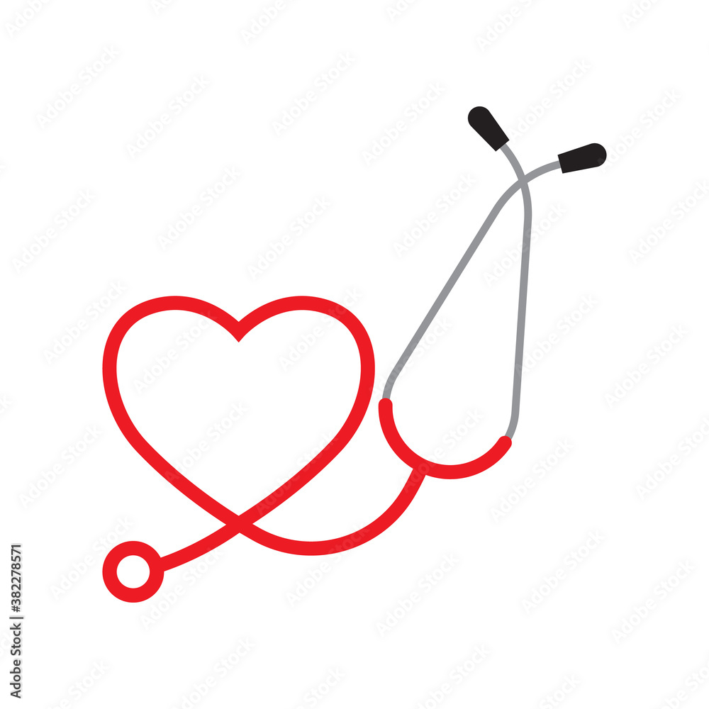 Stethoscope icon with heart shape. Health and medicine, vector ...