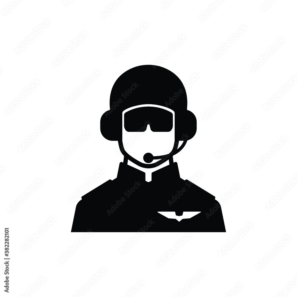 Fighter aircraft pilot icon vector isolated on white, logo sign and ...